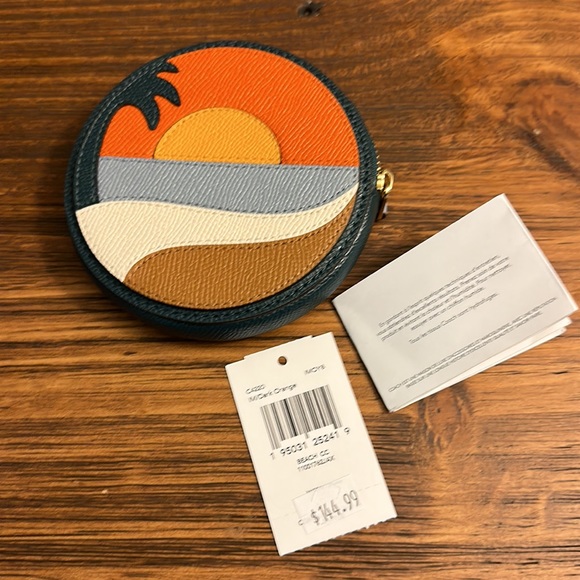 Coach | Bags | Nwt Coach Beach Sunset Coin Purse Wallet Dark Teal ...